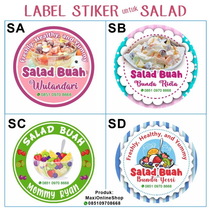 Jual Cetak Stiker Label Aneka Salad Buah Bahan Sticker Tahan Air ...