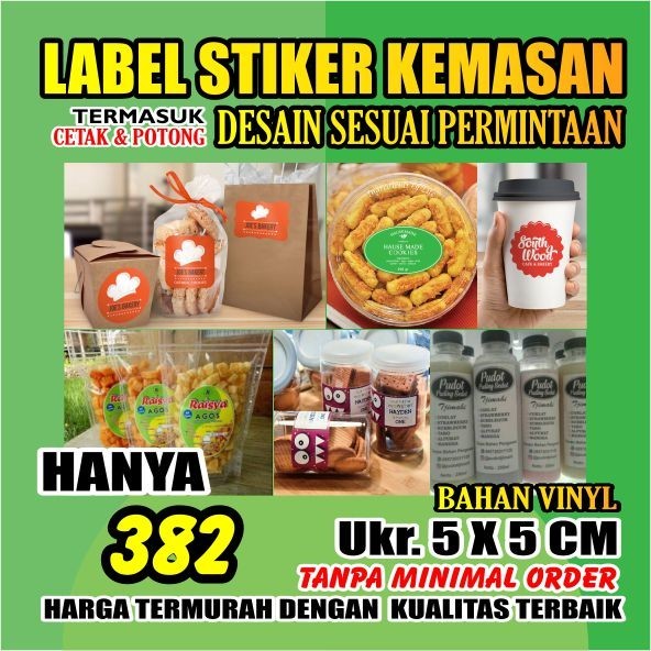 Jual Label Botol Plastik Dus Makanan Stiker Nama Logo Foto 5x5 CM ...