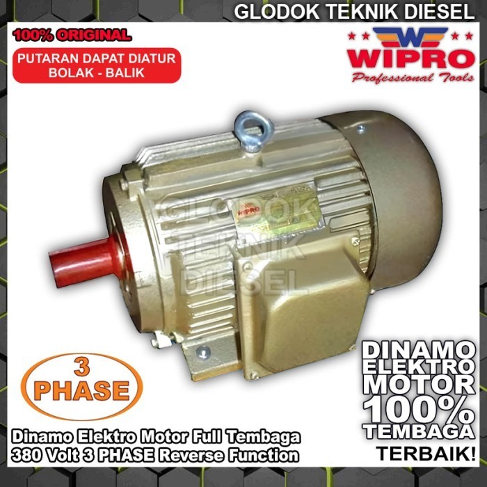 Jual Wipro Dinamo Elektro Motor Penggerak 1/2 HP 3 Phase 2800 , 1400 & 950 RPM 2 , 4 & 6 POLE ...