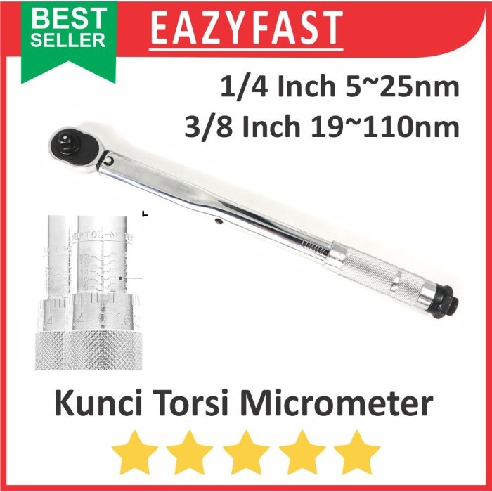 Jual New Kunci Pas Shock Torsi Momen Mekanik Torque 1/4 3/8 Micrometer ...