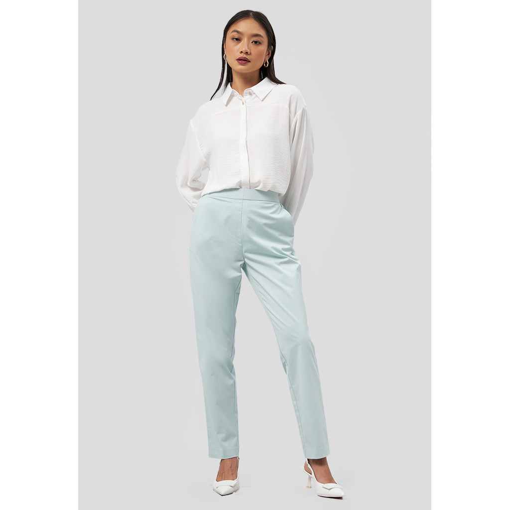 Jual Executive High Rise Tapered Fit Boston Pants Mint | Shopee Indonesia