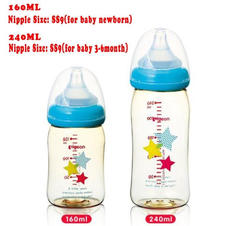 Jual VIRAL Pigeon Botol Susu Pigeon Leher Lebar 330ml Bahan PPSU Dengan Dot Peristaltik Un04 ...