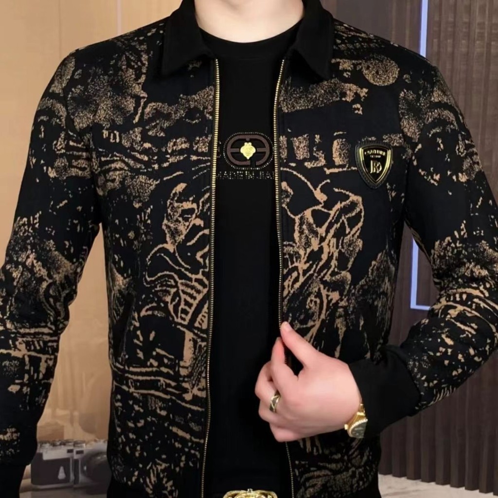 Jual Jaket Motif Kasual Semua Cocok untuk Pria, Jaket Kerah Modis Unik ...