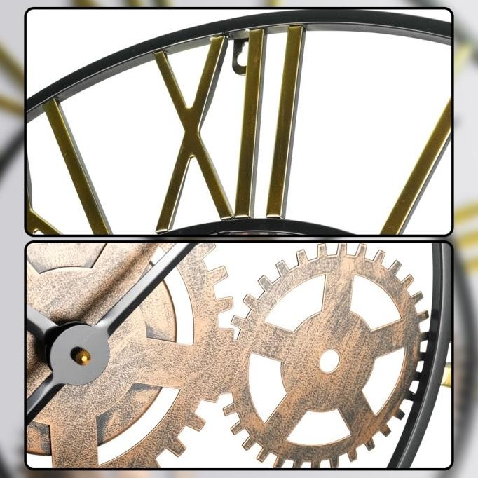 Jual Jam Dinding Besi Industrial Gear Clock Silent Movement 60Cm ...