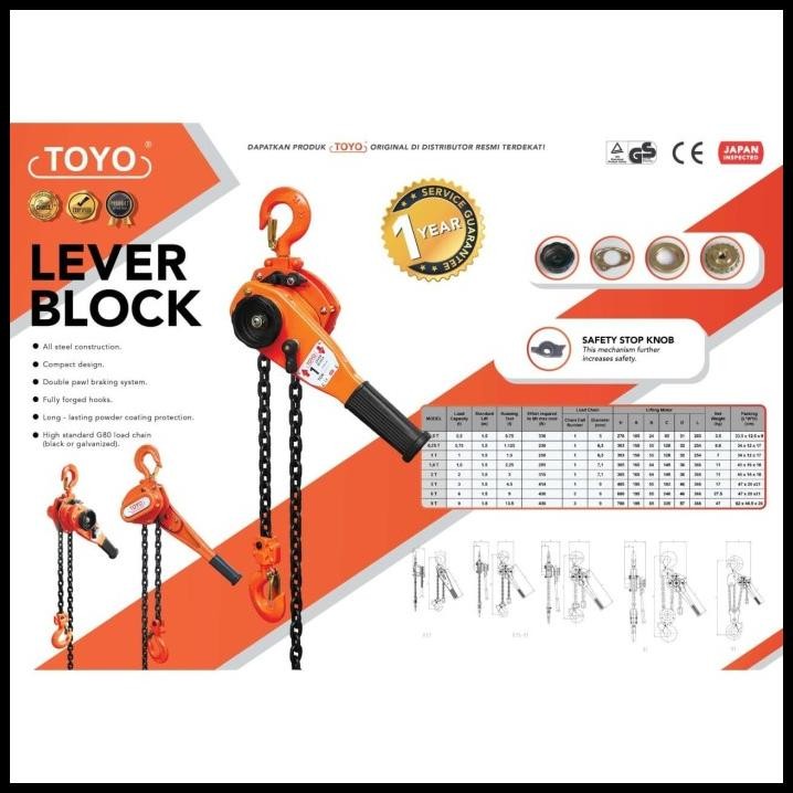 Jual Lever Block Toyo 1 Ton X 3 Mtr - Alat Berat - Perkakas - Tools ...