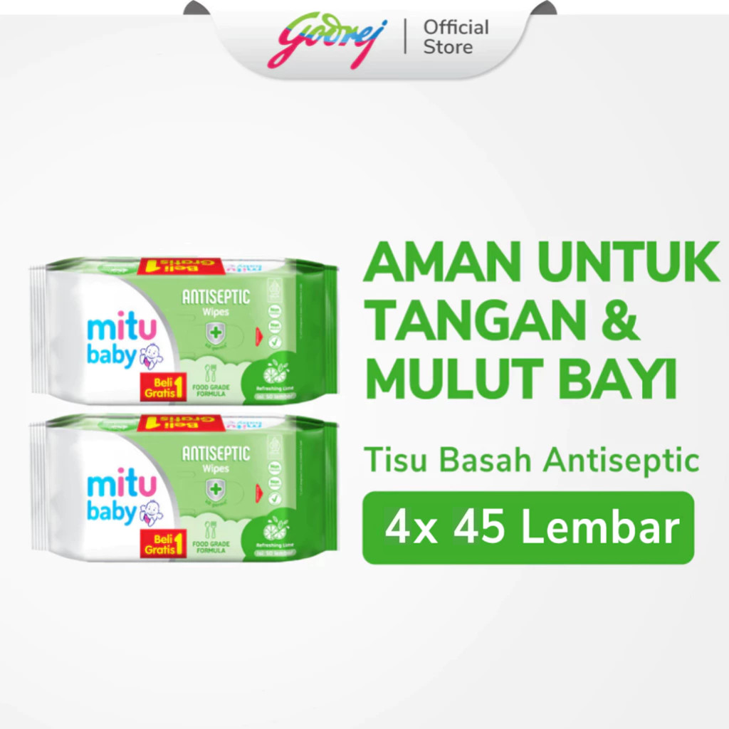 Jual Mitu Baby Tisu Basah Bayi Antiseptic Buy 1 Get 1 45s x 2 pcs ...
