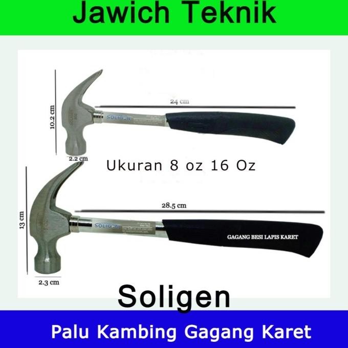 Jual Palu Kambing Soligen 8 Oz 16 Oz Martil Besi Hitam Gagang Karet ...