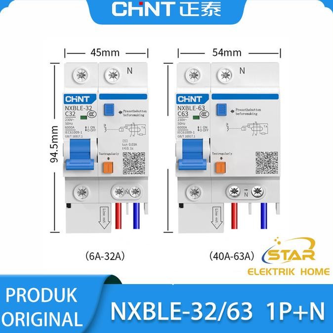 Jual Rcbo Mcb Chint Nxble 32/63 1P+N 6Ka 30Ma 6A 10A 20A 25A 32A 40A 63A Flash Sale!! | Shopee ...