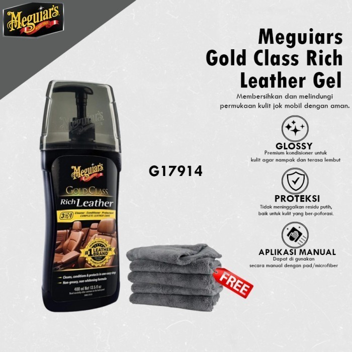 Jual Meguiars Gold Class Rich Leather Cleaner Conditioner Gel 400ml Jok ...