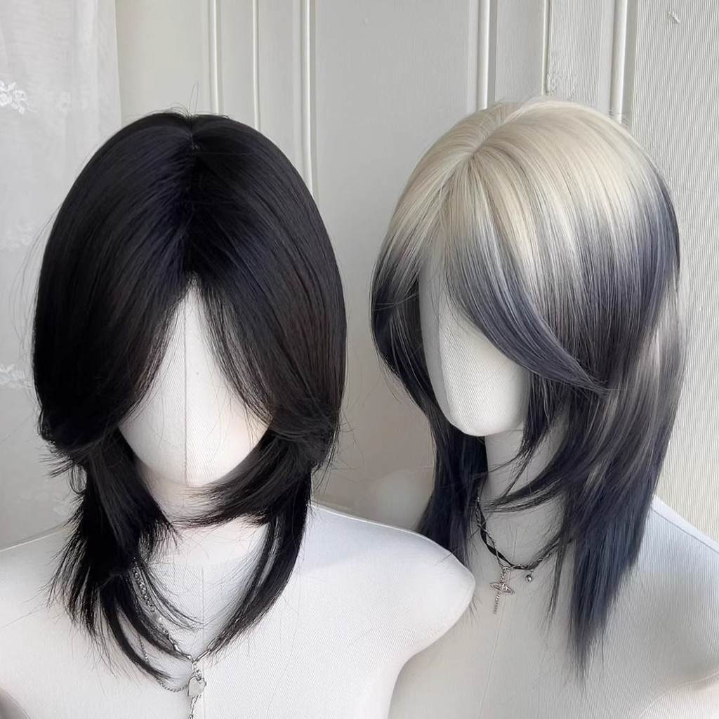 Jual Wig wolfcut, Rambut palsu panjang kepala samurai, Rambut pendek ...