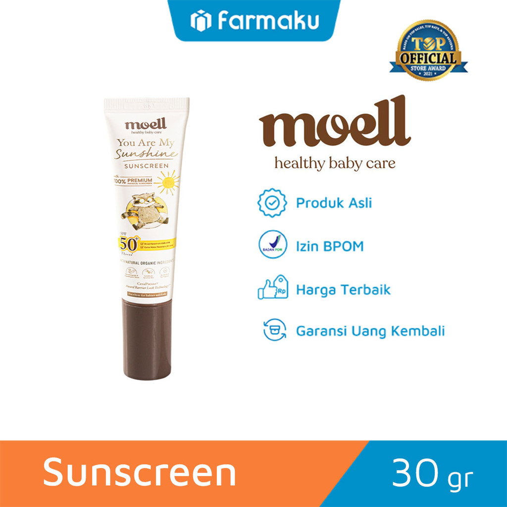 Jual Moell Physical Sunscreen SPF 50+ (PA++++) 30 gr - Tabir Surya Anak ...