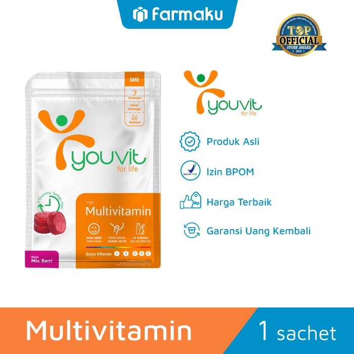 Jual Youvit Gummy Multivitamin Dewasa 7 Day Sachet - (Variasi) | Shopee Indonesia