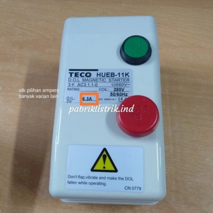 Jual DOL Motor Starter 3P 380V HUEB 11K atau HNEB 11SE Teco Taian ...