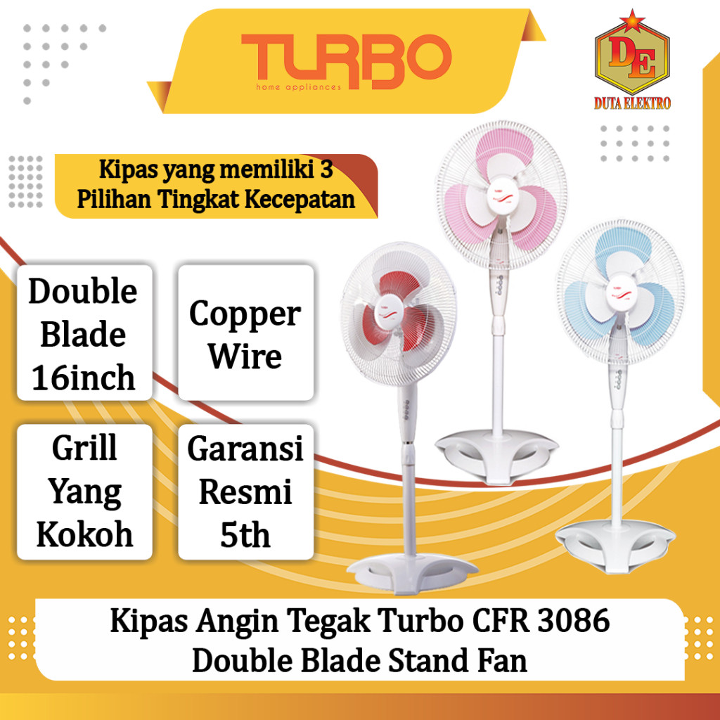 Jual Kipas Angin Tegak Turbo CFR 3086 Double Blade Stand Fan | Shopee Indonesia