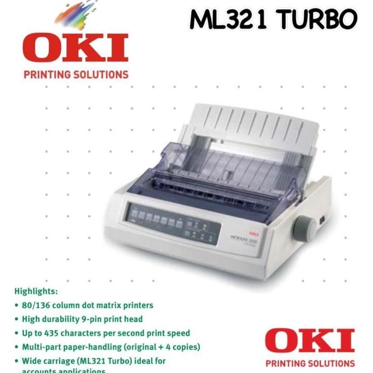 Jual Oki Ml321 I Ml 321 Turbo - A4 Microline Dot Matrix Printer Promo ...
