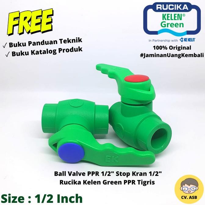 Jual Ball Valve 1/2" PPR Stop Kran Keran 1/2 20mm PPR Rucika Green Tigris | Shopee Indonesia