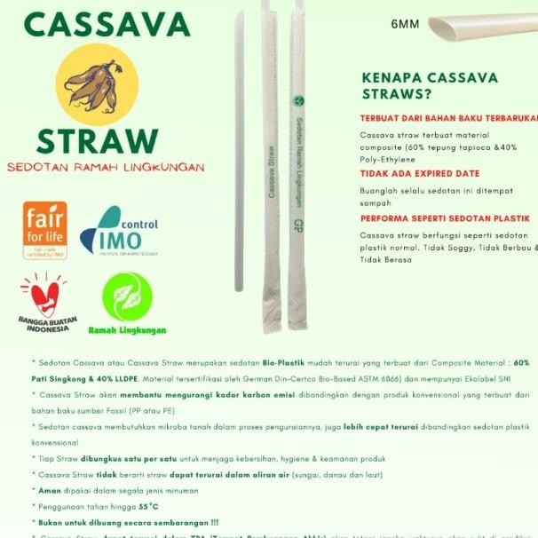 Jual Cassava Straw /Sedotan Cassava Runcing 6Mmx20Cm Wrap R ( 250 Pcs ...