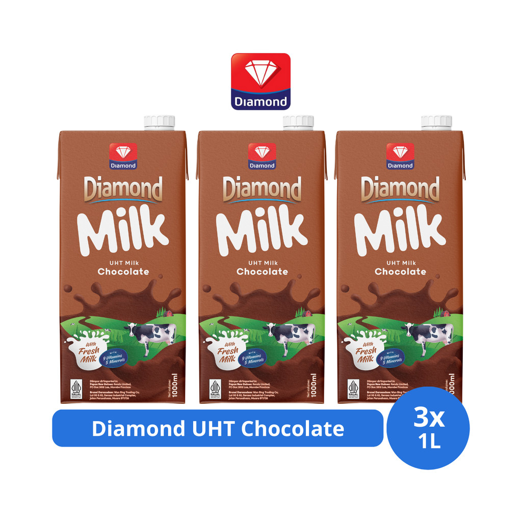 Jual Diamond Milk Susu UHT Chocolate 1L x 3 pcs | Shopee Indonesia