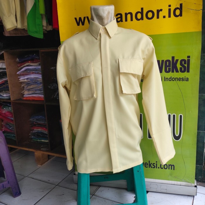 Jual Baju Seragam Satpam -Cream Pdl Satu Bahan Gaia Neo Premium (Atasan) Baru!! | Shopee Indonesia