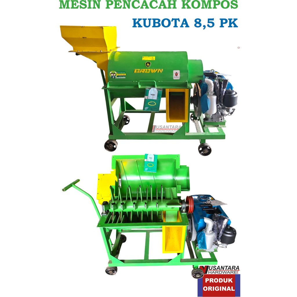 Jual mesin pencacah sampah merk crown penggerak kubota,mesin pencacah ...