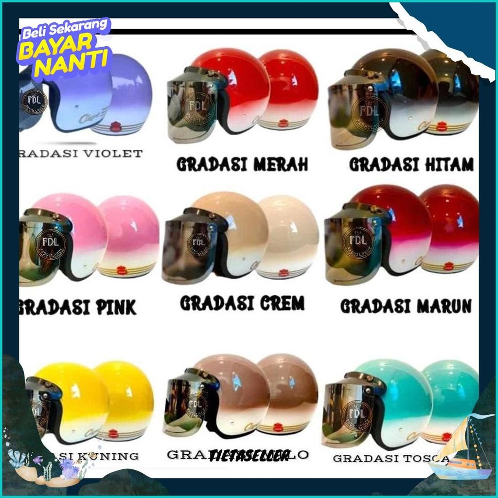 Jual Helm Bogo Clasik Gradasi Free Peking Box Bisa Cod | Shopee Indonesia