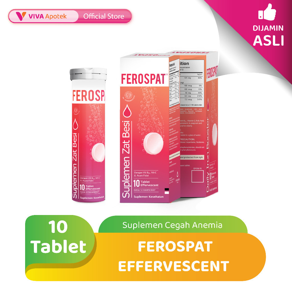 Jual Ferospat Suplemen untuk Cegah Anemia (10 Tablet Effervescent ...