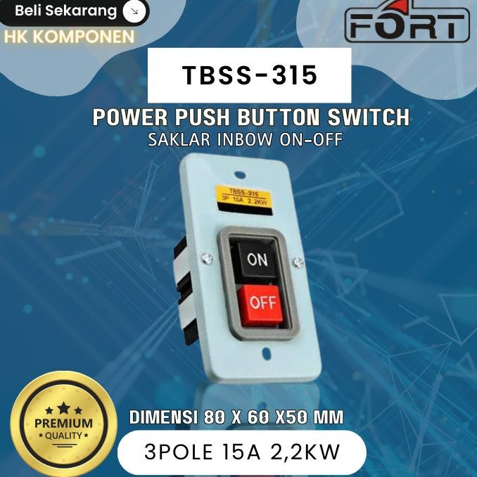 Jual SAKLAR INBOW / SAKLAR ON-OFF / POWER PUSH BUTTON 3POLE 15A / TBSS ...