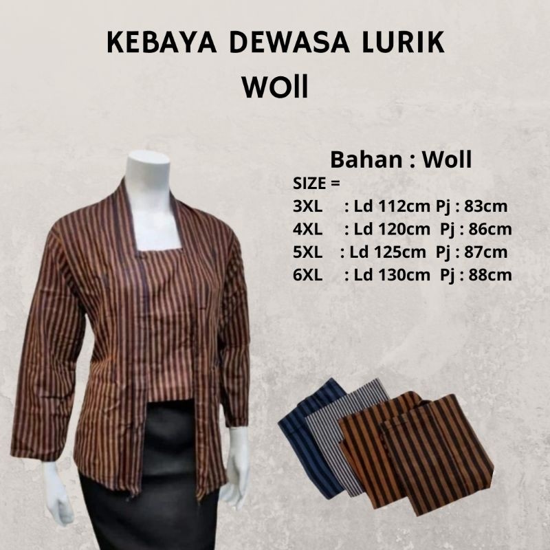 Jual Kebaya Jawa KEBAYA LURIK WOL BAJU ADAT JAWA JUMBO /DEWASA /KUTU BARU KEBAYA KARTINI BY KK # ...