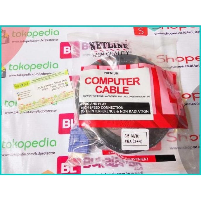 Jual kabel cable vga monitor projector infocus proyektor lcd led 3m ...