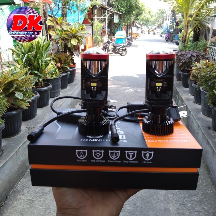 Jual LAMPU HEADLAMP PROJECTOR MINI LENS H4 Y8D SINAR PUTIH HIGH LOW ...