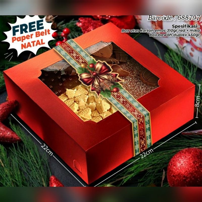 Jual Christmas Red Cake Box Kue Dus Kue Natal Kotak Packaging Ukuran ...