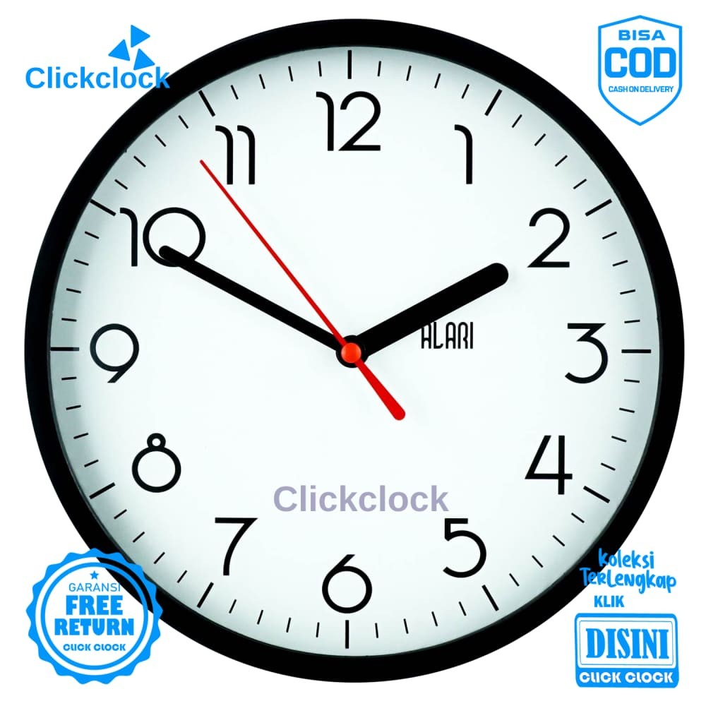 Jual Jam Dinding Quartz Minimalis Minimalis Hitam Putih AL1241-1668 ...