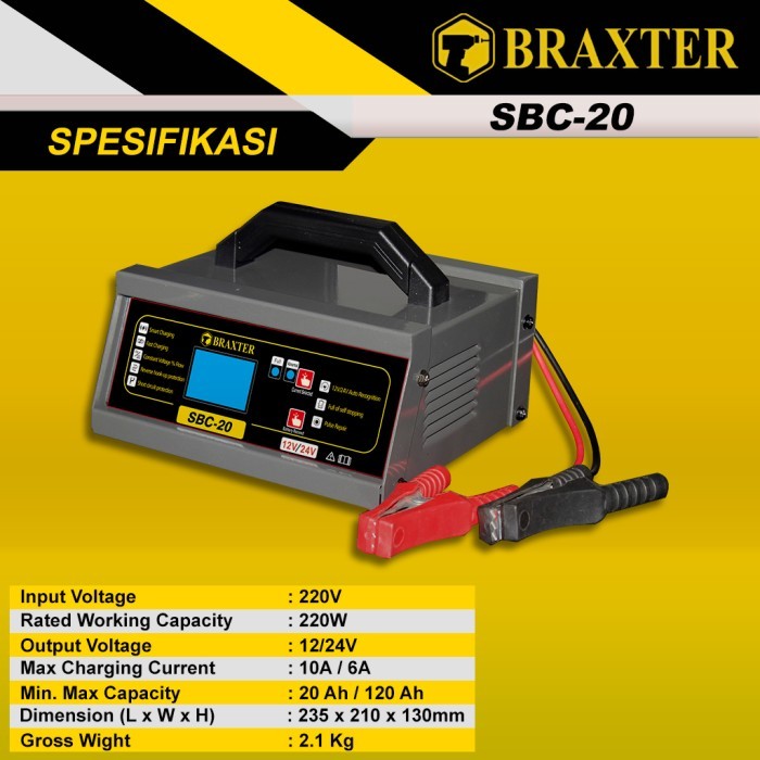 Jual Braxter Automatic Smart Battery Charger / Cas Aki Otomatis Sbc-20 Diskon | Shopee Indonesia