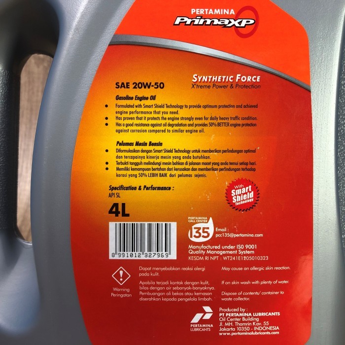 Jual Oli Mesin Prima Xp 20W-50 4 Liter / Oli Mobil Pertamina Original ...