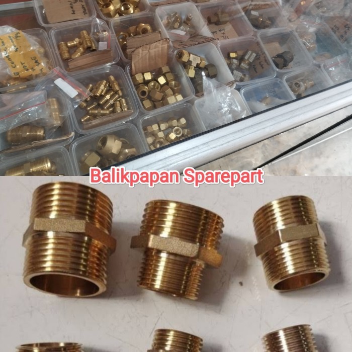 Jual ;&&&&] Double dobel nepel neppel nipple drat NPT lurus dan reducer kuningan | Shopee Indonesia