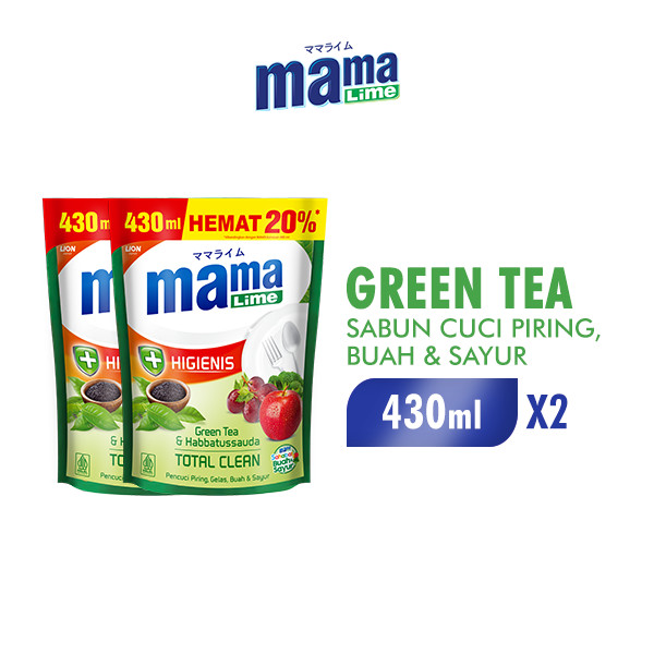 Jual Mama Lime Sabun Cuci Piring Green Tea Pouch 430 ml x2 | Shopee Indonesia