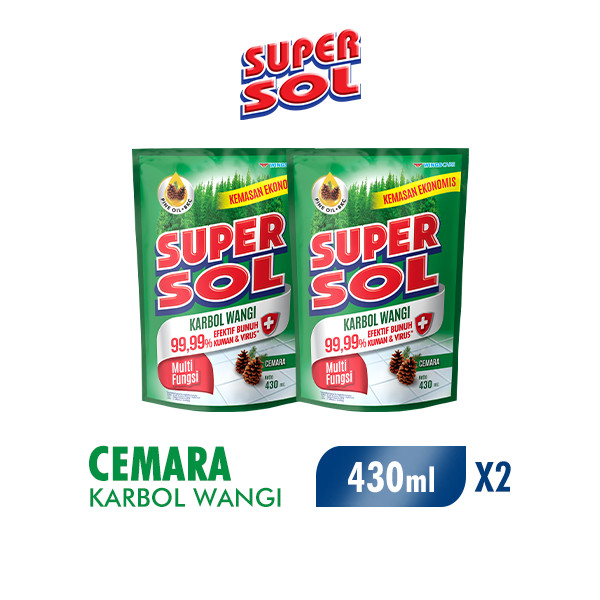 Jual Supersol Pembersih Lantai Karbol Cemara Pine Pouch 430 ml x2 ...