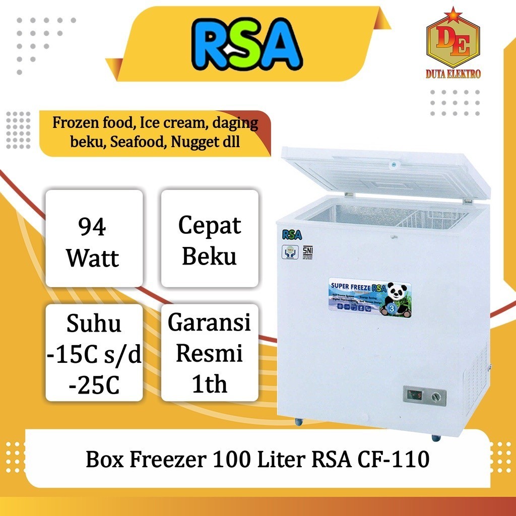 Jual Box Freezer RSA CF 110 Chest Freezer 100 Liter | Shopee Indonesia