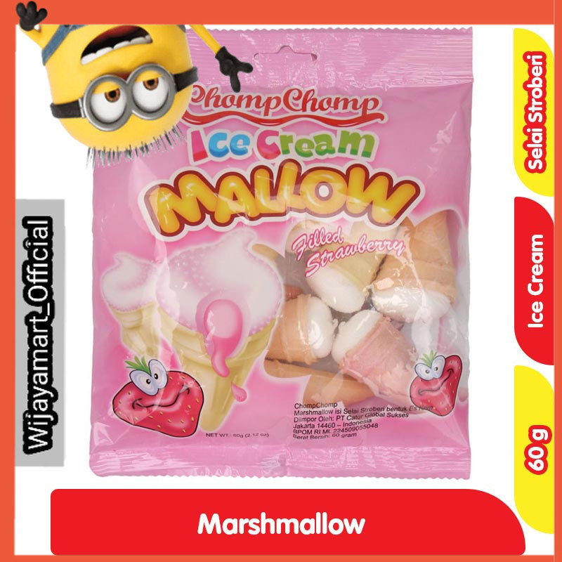 Jual Chomp-Chomp Mallow Es Krim Marshmallow Stroberi 60 g | Shopee ...