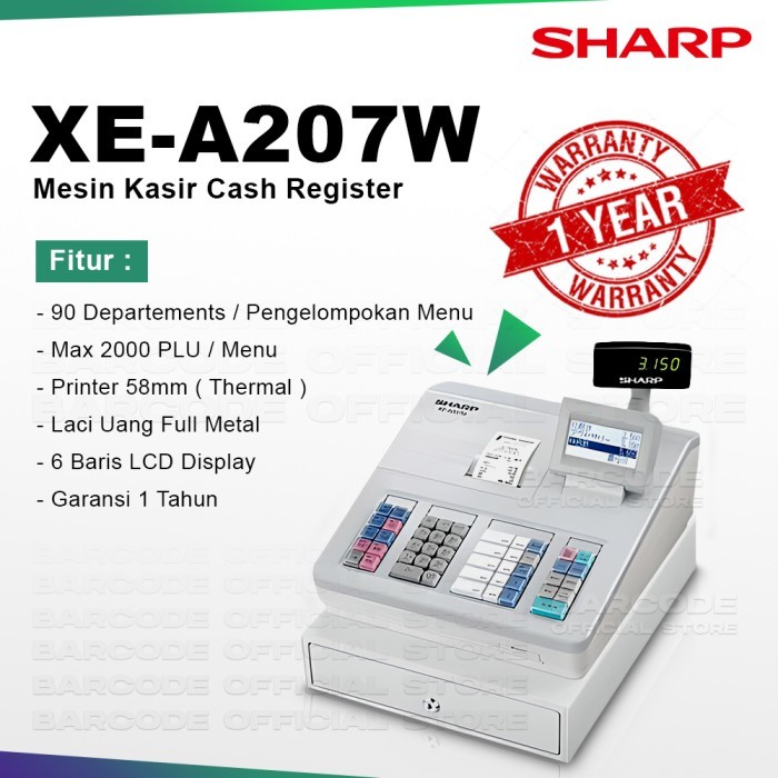 Jual Mesin Kasir Sharp Xe-A207W / Xe A207 White Cash Register All In One Promo | Shopee Indonesia