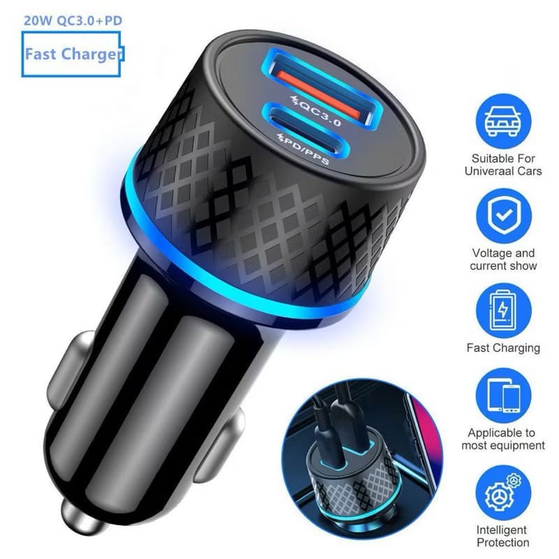 Jual Car Charger 38W PD 20W Type C / Quick 18W Fast Charging Saver Cas Mobil ( YY-C21 ) | Shopee ...