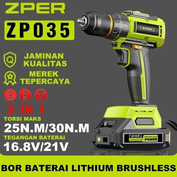 Jual ZPER Mesin Bor 3in1 Cordless Impact Drill Screwdriver ...