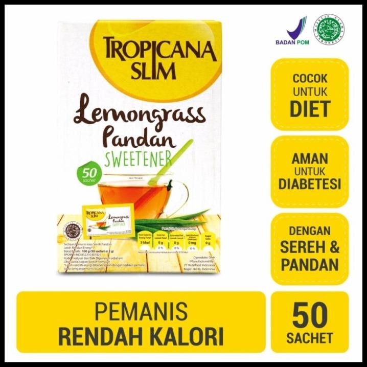 Jual Tropicana Slim Lemongrass Pandan Sweetener Isi 50 Sachet | Teh ...
