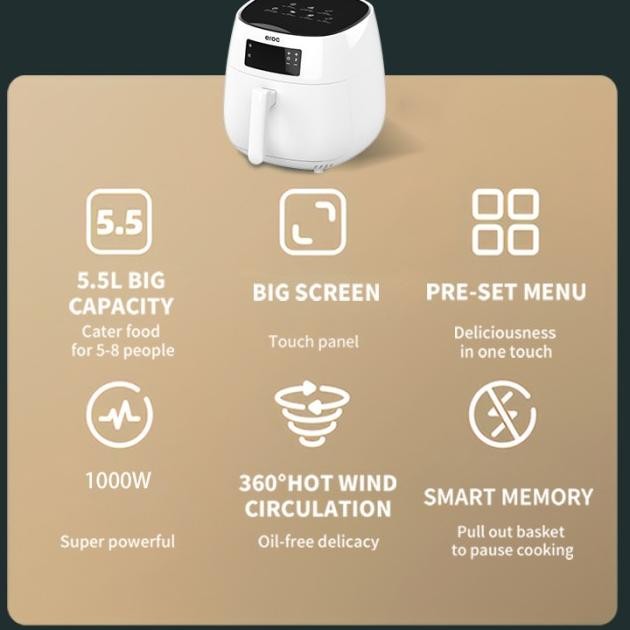Jual Eroc Air Fryer Smart Control - Kapasitas 5.5L - Digital Preset ...