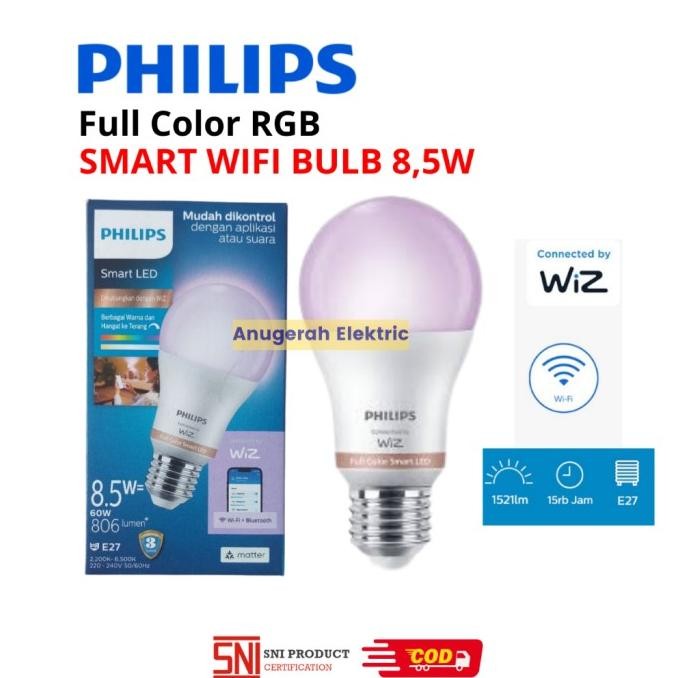 Jual LAMPU LED PHILIPS 8,5W & 8W SMART WIFI BLUETOOTH RGB DAN TUNABLE ...