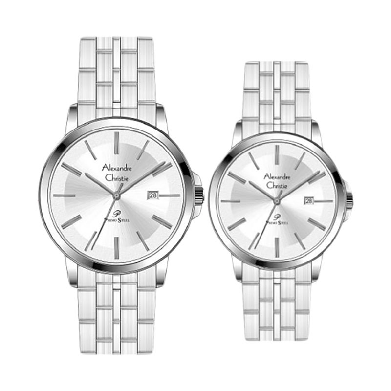 Jual Jam Tangan Couple Alexandre Christie Primo Steel AC 1036 BSSSL ...