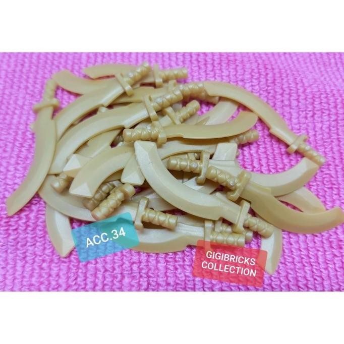 Jual Lego Part Original Acc.34 Pearl Gold, Weapon Sword, Khopesh ...