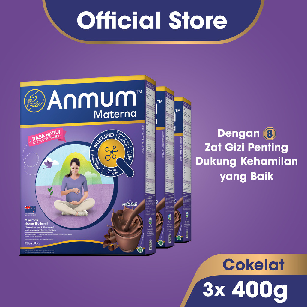 Jual Anmum Materna Susu Nutrisi Ibu Hamil Cokelat 3 x 400g | Shopee ...