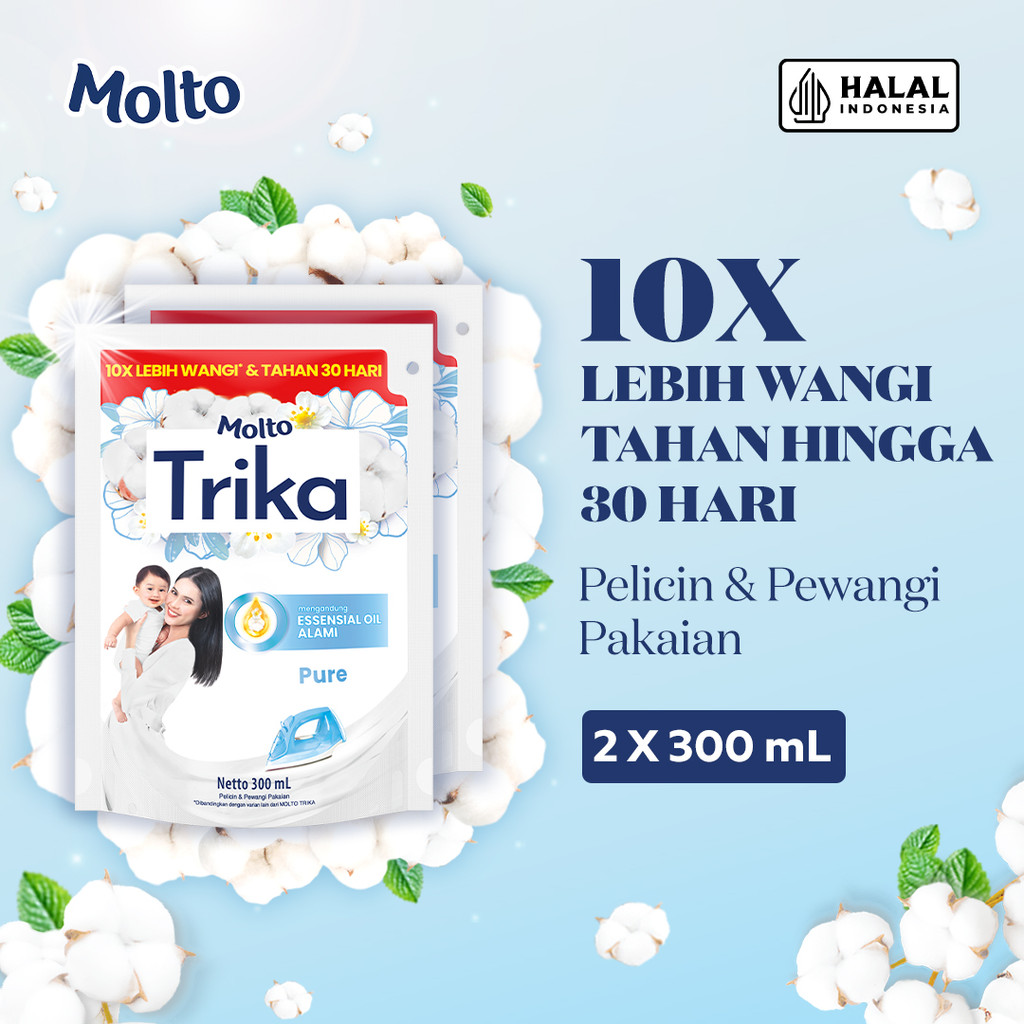 Jual MOLTO TRIKA PELICIN DAN PEWANGI PAKAIAN PURE 300 ML x 2 | Shopee ...