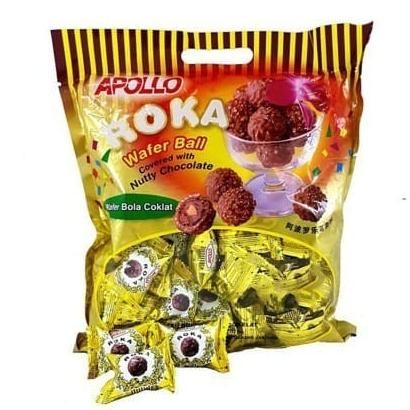 Jual Apollo Roka Coklat Isi 70 Pcs 420 Gram Wafer Bulat Balut Kacang ...